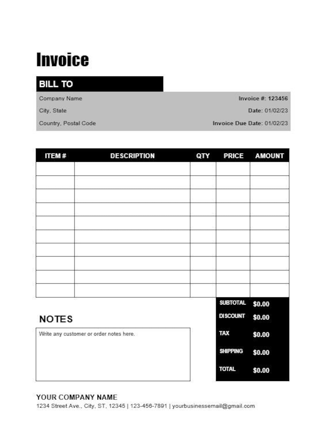 Invoice Editable Word Template, Small Business Professional Invoice ...
