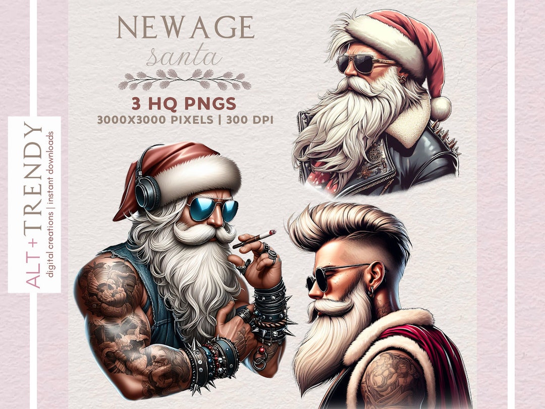 New Age Santa | 3 HQ Pngs | Santa Clipart | Sublimation | Santa Art ...