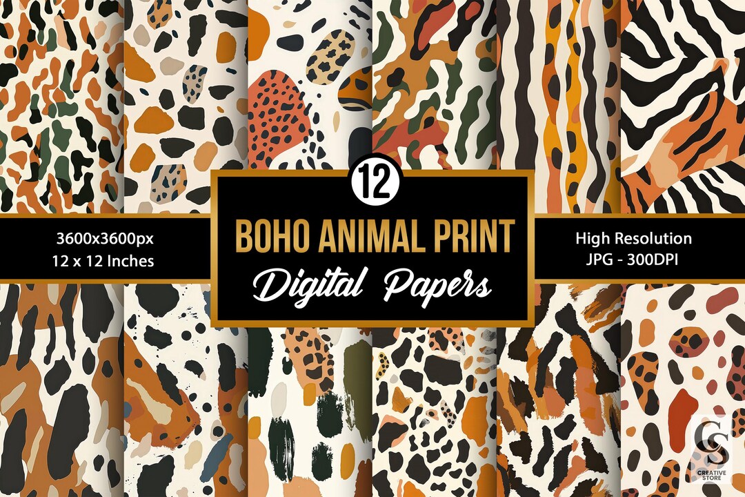 Boho Animal Print Seamless Patterns, Animal Skin Texture Backgrounds - Etsy