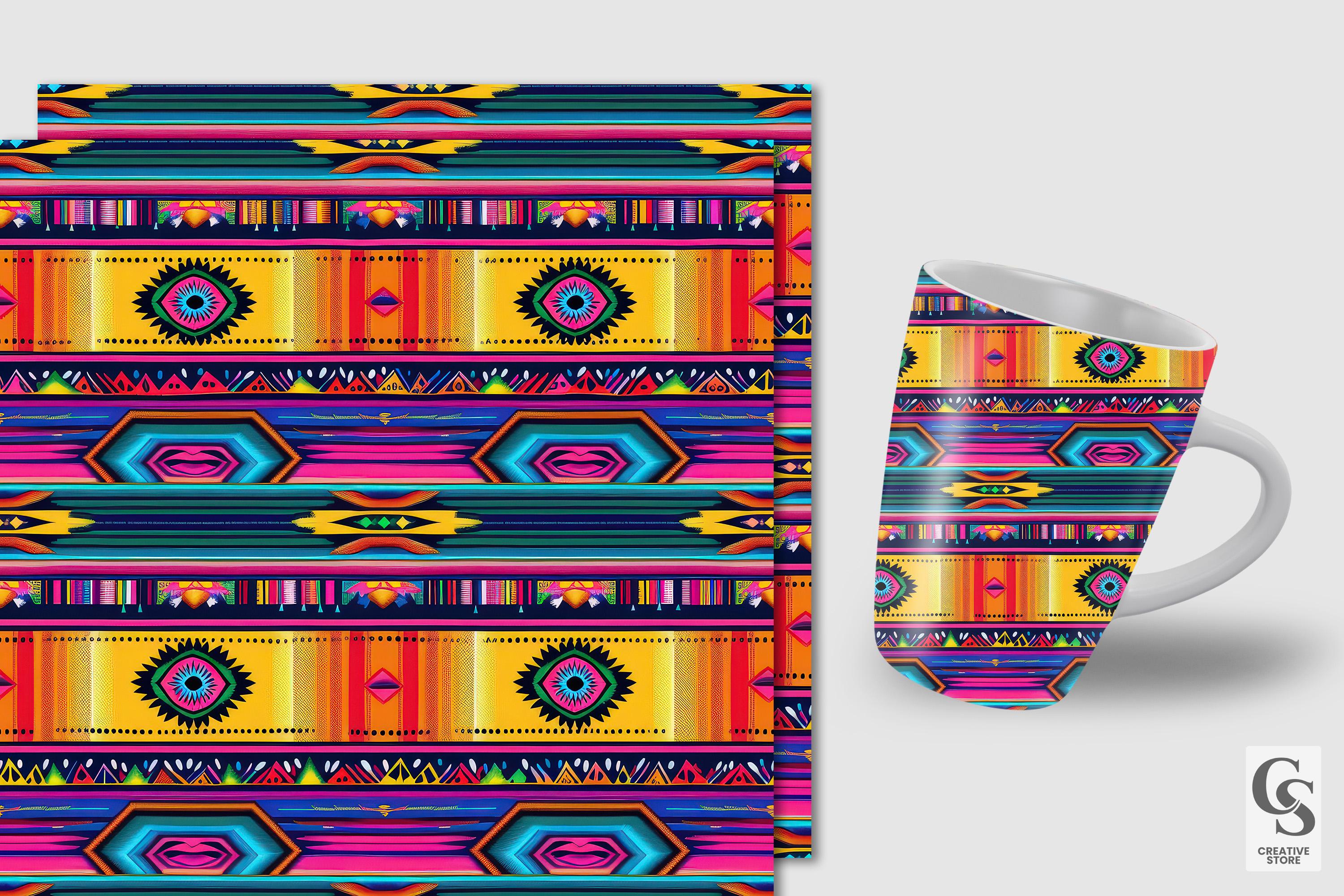 Bright Mexican Serape Seamless Patterns, Mexican Serape Digital Papers ...