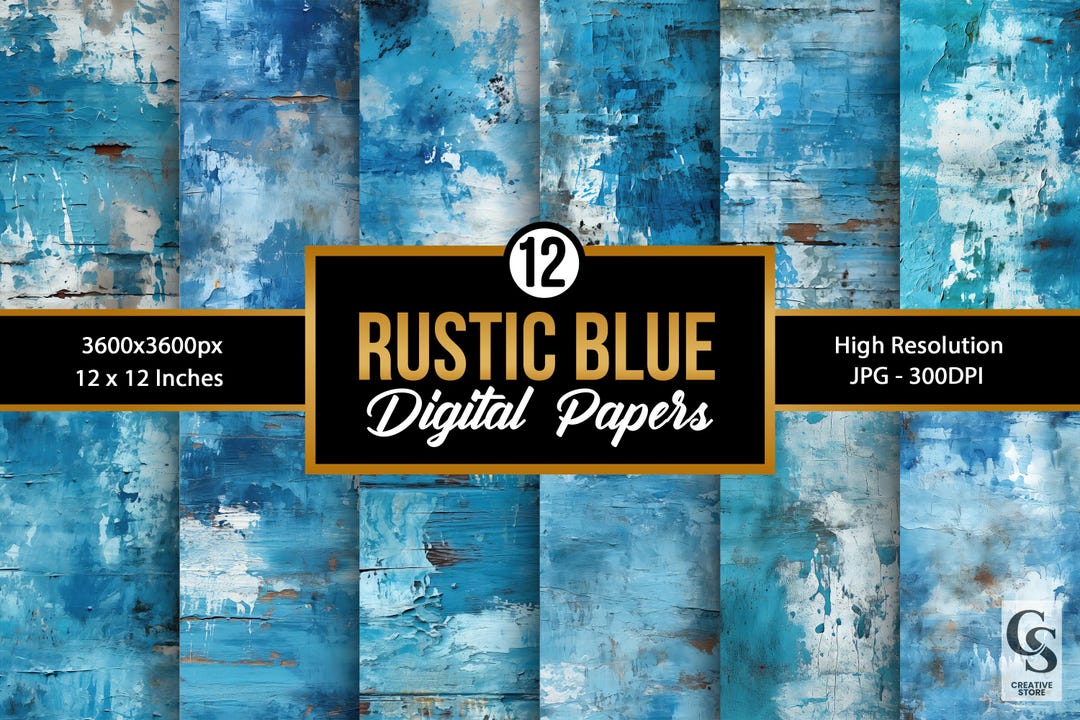 Rustic Blue Grunge Digital Paper | Distressed Texture (digital Download ...