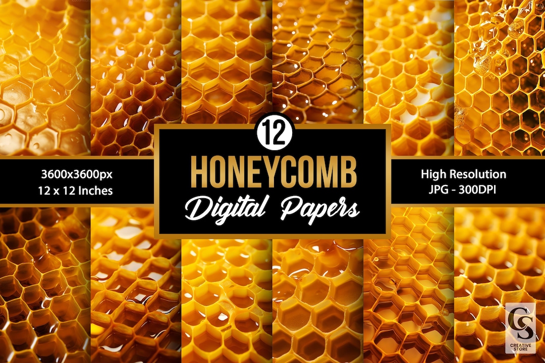 Honeycomb Texture Digital Paper, Yellow Hexagon Backgrounds - Etsy