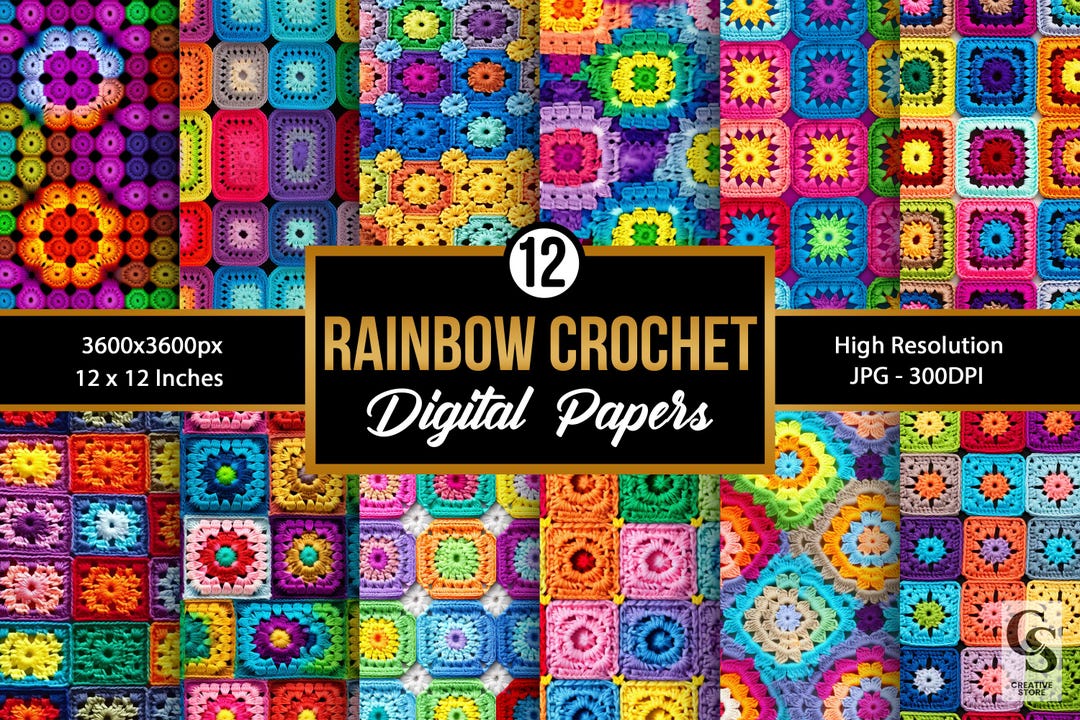 Rainbow Colored Granny Square Crochet Pattern | Vibrant Crochet Digital ...