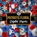 Patriotic Red and Blue Flowers Pattern | Seamless Floral Digital Paper ...