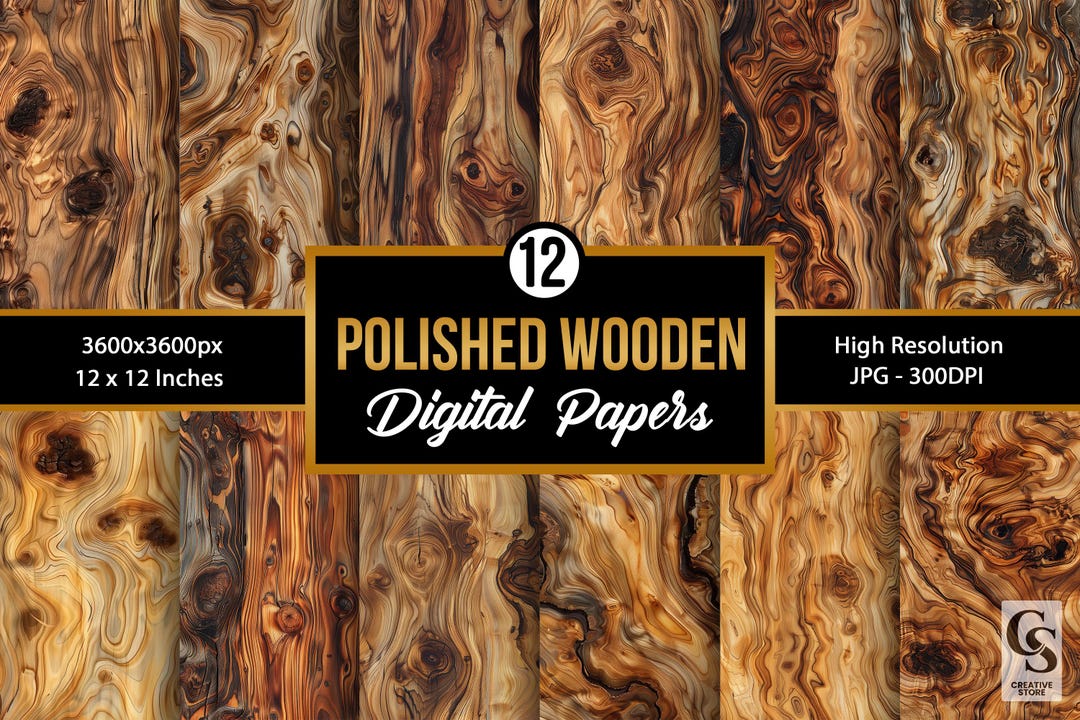 Polished Wood Texture Digital Paper, Seamless Wood Background, Rustic ...