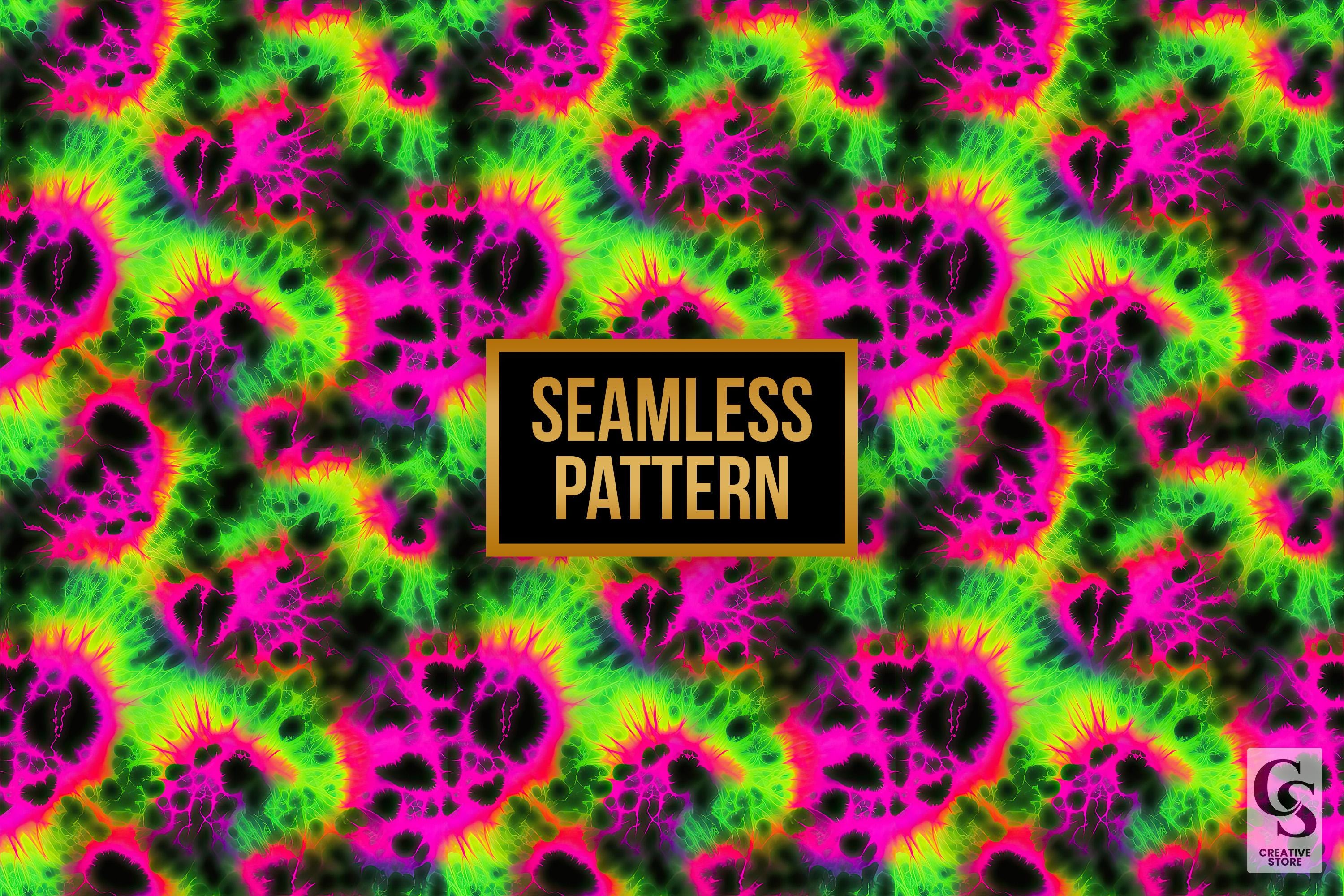 Neon Tie Dye Pattern | Bright Psychedelic Digital Paper | Seamless ...