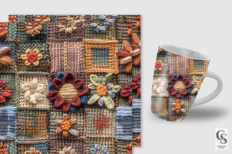 Knitted Boho Flowers Embroidery Patterns | Boho Crochet Flowers Digital ...