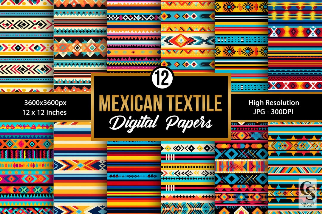 Mexican Textile Digital Paper, Traditional Mexican Striped Design ...