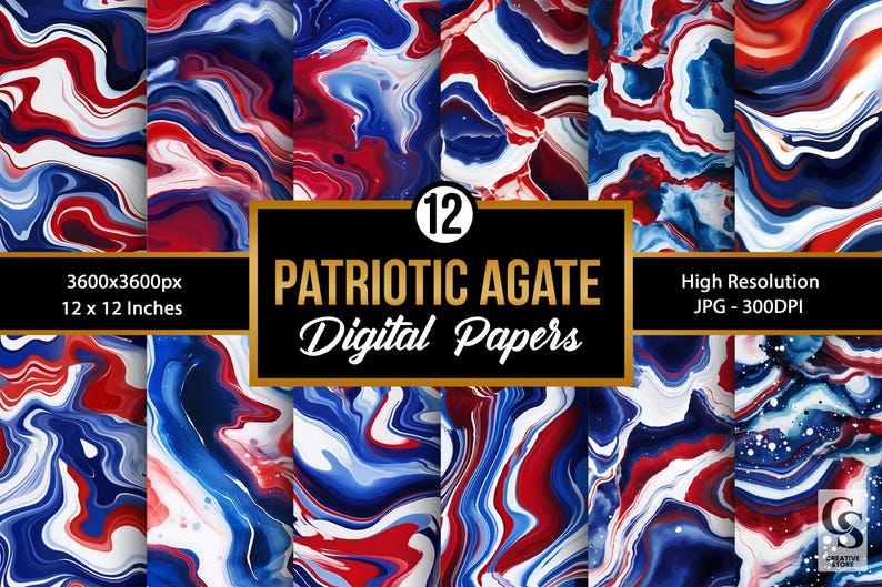 Patriotic Red Blue Agate Pattern | American Liquid Marble Texture ...