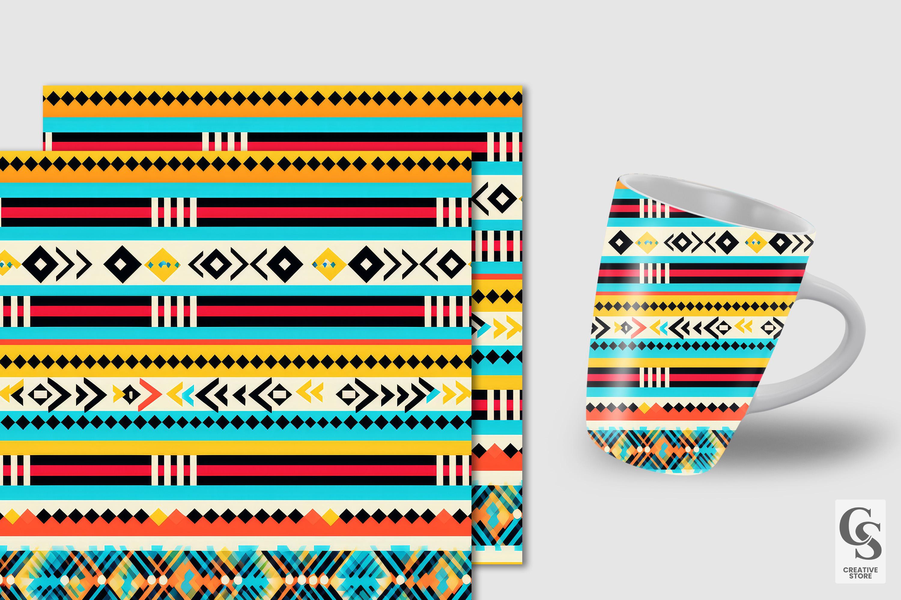 Mexican Textile Digital Paper, Traditional Mexican Striped Design ...