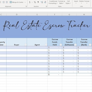 Excel - Simple Real Estate Escrow Tracker, Brokerage Tracker, Broker ...