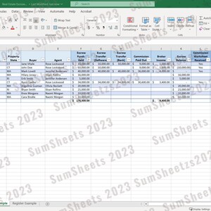 Google Sheets - Real Estate Escrow Tracker Simple, Brokerage Tracker ...