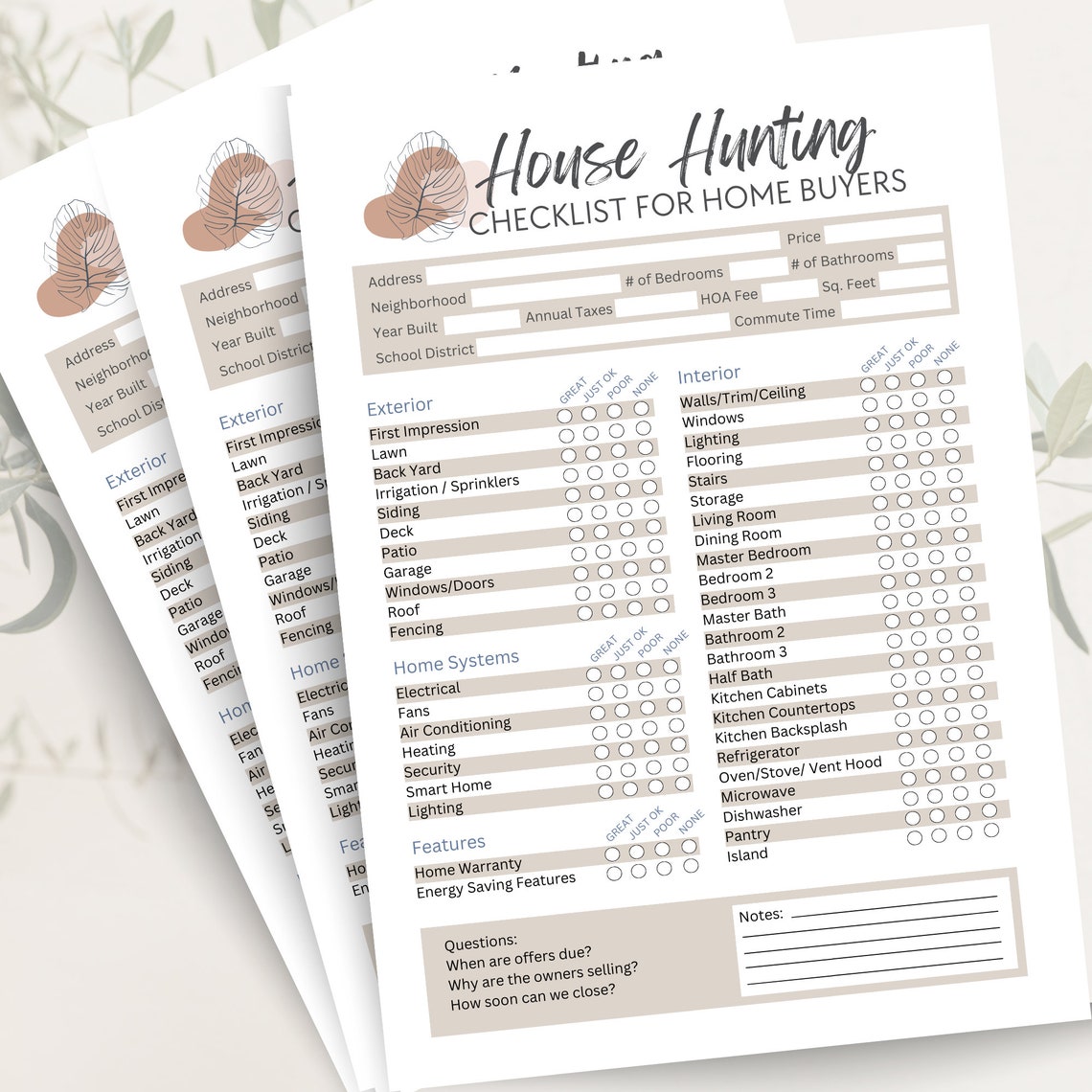 House Tour Checklist - Etsy