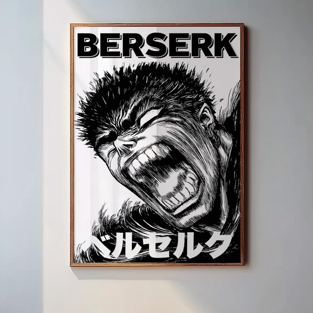 Berserk Manga Poster, Furious Guts Art Print, Dark Fantasy Anime Wall ...