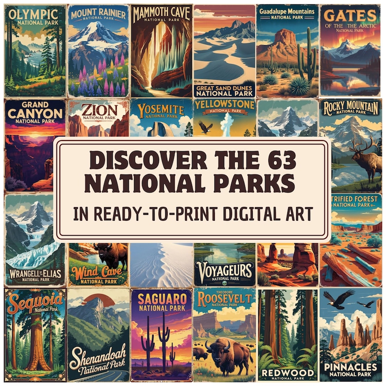 63 National Parks in the USA, National Parks Art and Digital Prints ...