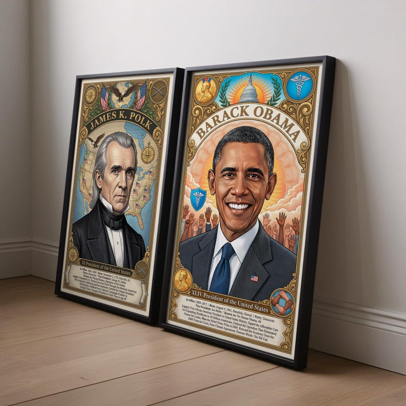 47 US Presidents Poster Set, Complete American History Infographic ...
