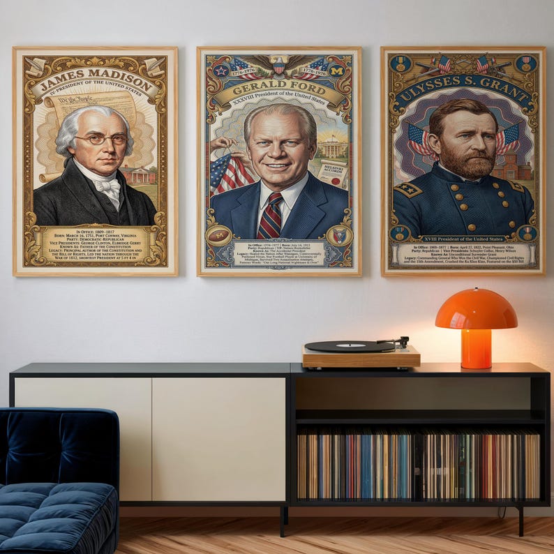 47 US Presidents Poster Set, Complete American History Infographic ...