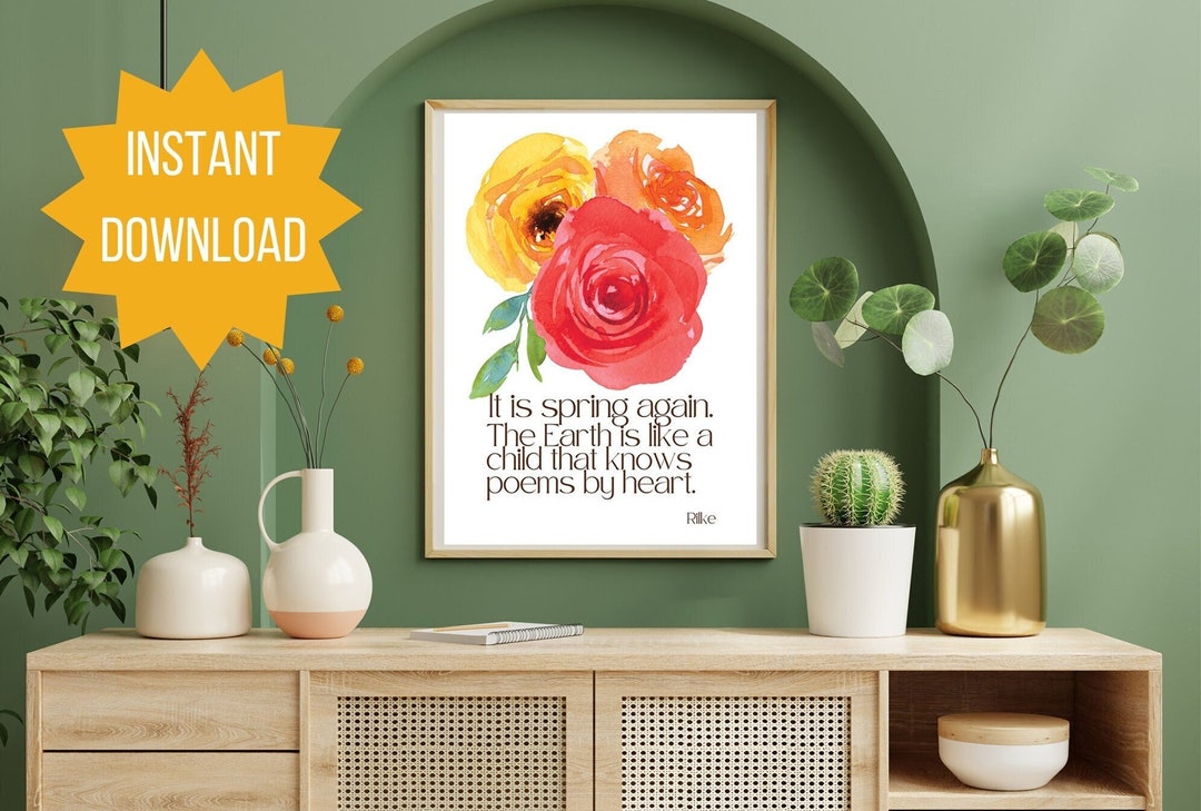 Rilke Instant Download, Floral Wall Art, Digital Poetry Printable ...