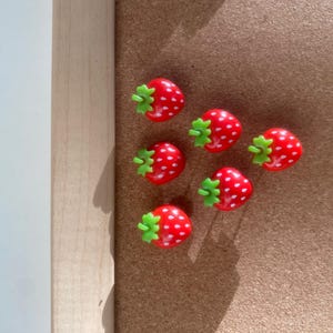 Strawberry Thumbtacks and Magnets | Set of 6 Strawberry Magnets or Push ...