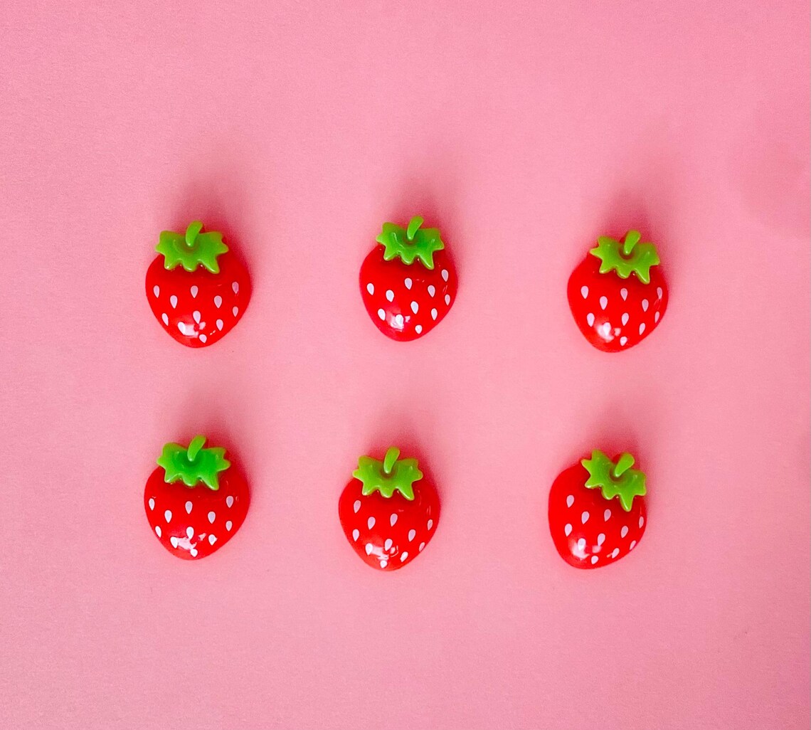 Strawberry Thumbtacks and Magnets | Set of 6 Strawberry Magnets or Push ...