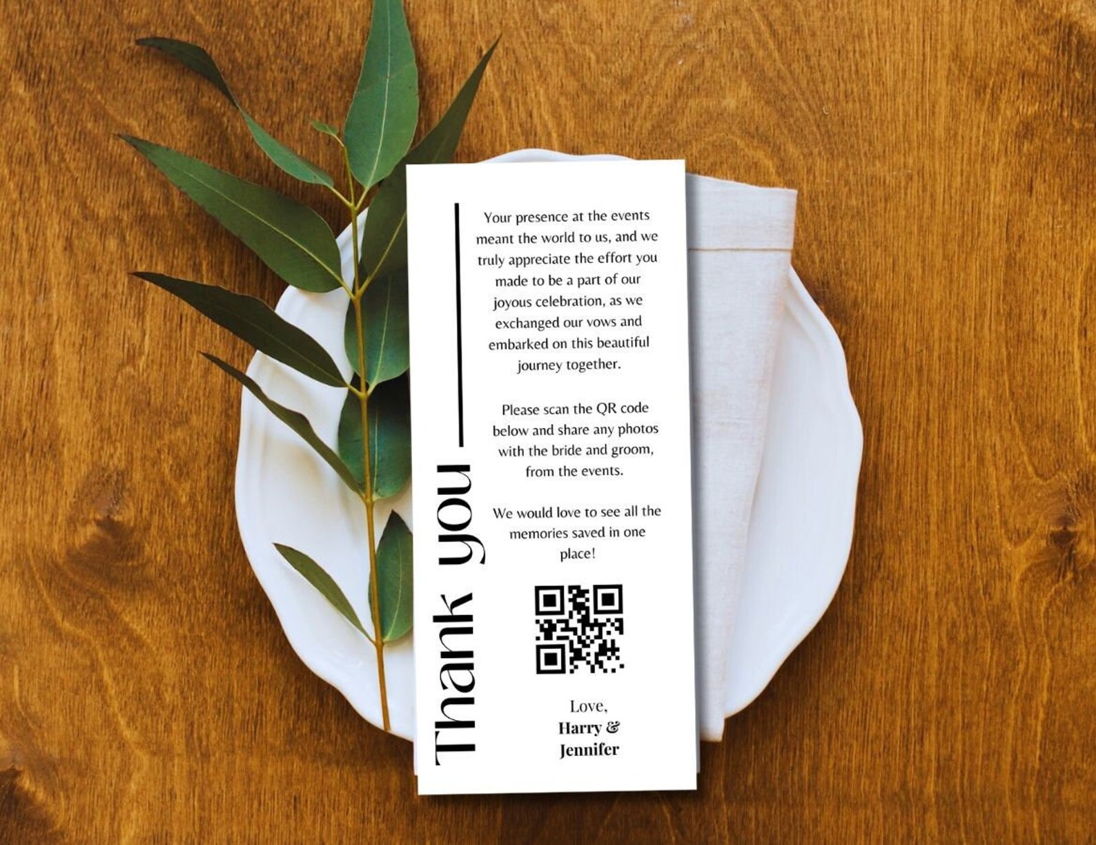 Thank You Wedding Card Template QR Code Canva Thank You Card for Guests ...