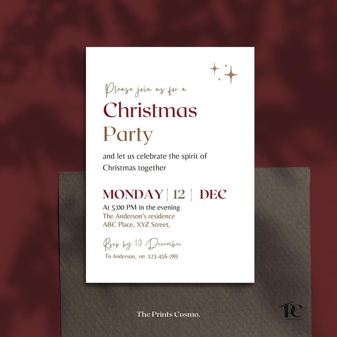 Corporate Holiday Party Invitation Editable Christmas Invites - Etsy