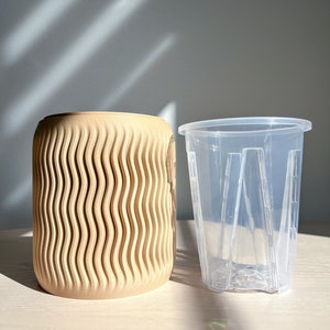 Boho Wavy Plant Pot 4", 5", 6", 7" Tall Clear Pot Perfect Fit Unique ...