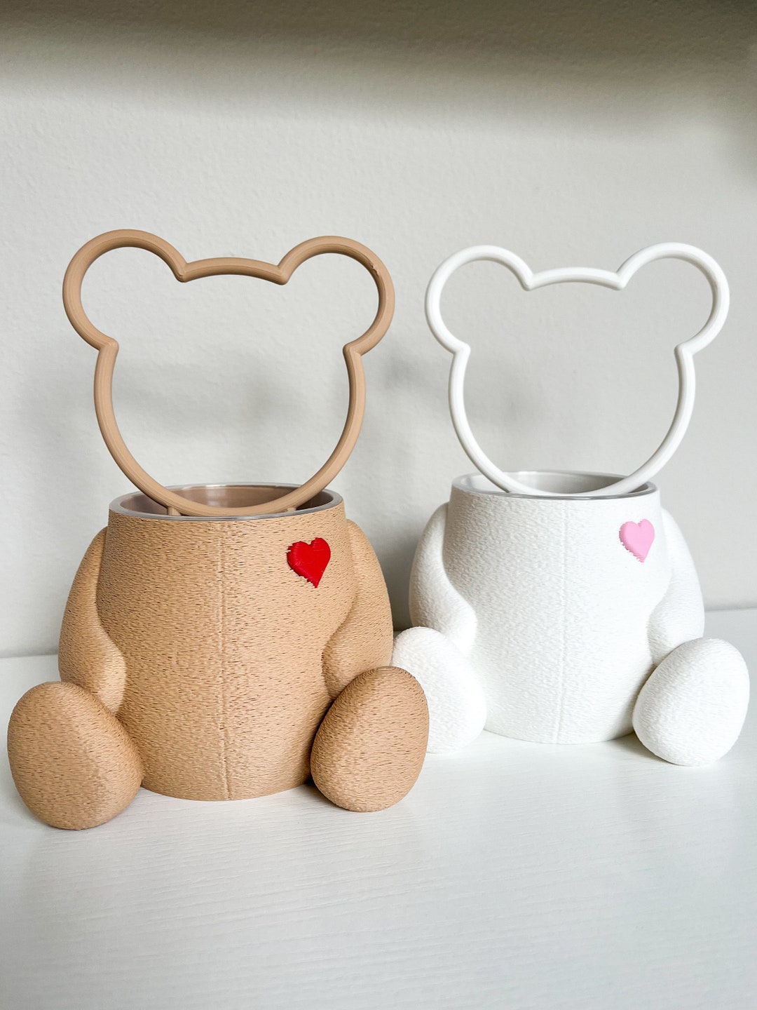 Fuzzy Teddy Bear With Heart Planter 3D Printed Cute Plant Pot for ...
