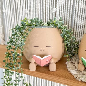 TOT With a Book Cozy Planter Pot Book Lover Planter Cute Home Office ...