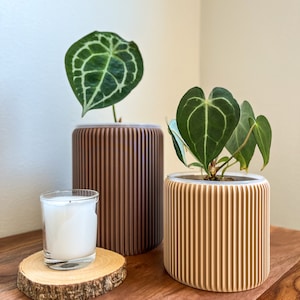 GANSAL Slat Planter Pot 4", 5", 6", 7" Wide Clear Pot With Drainage ...