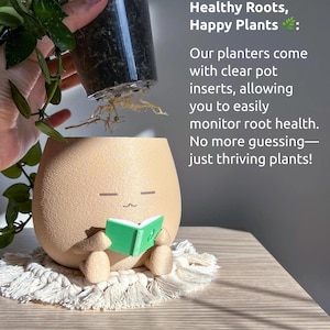 TOT With a Book Cozy Planter Pot Book Lover Planter Cute Home Office ...