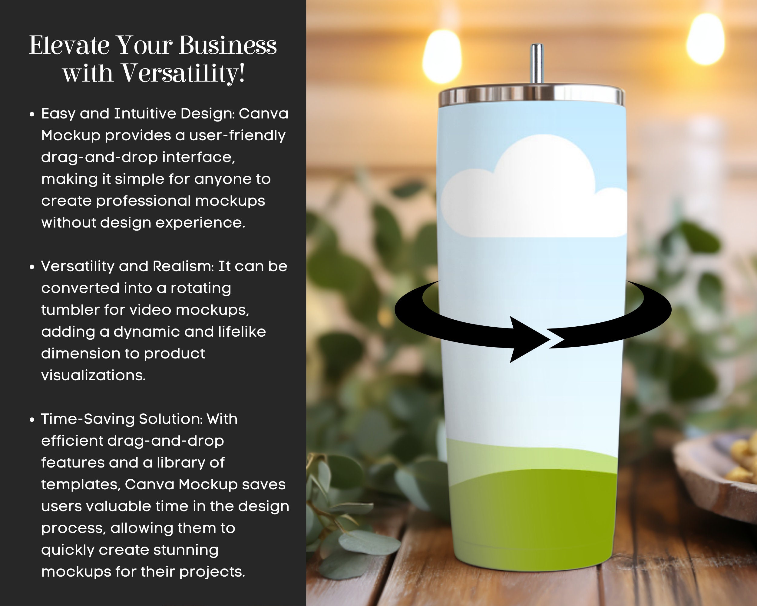 Animated Tumbler Canva Mock Up High Quality Rotating Tumbler - Etsy