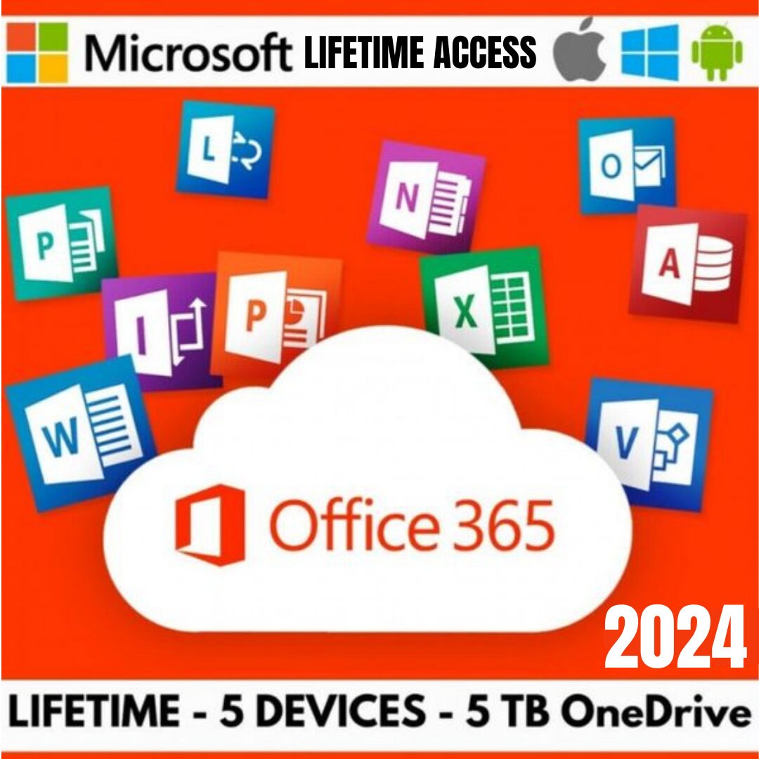 Microsoft Office 365 Pro Lifetime Access 5 Device Windows /mac/pc/ Android / Ios 5TB Cloud ...