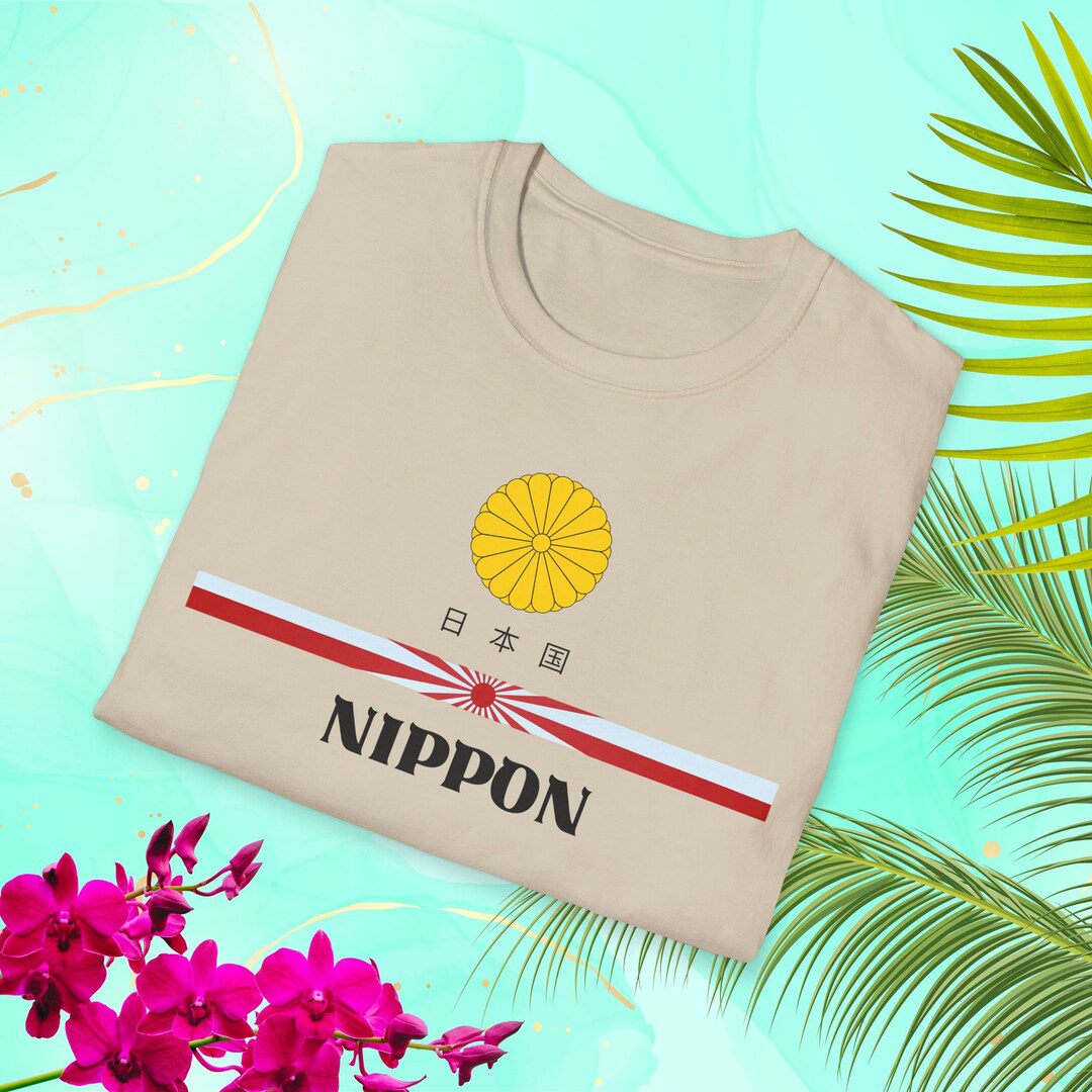 Nippon National Emblem & Flag Tee Japan Coat of Arms Gift for Her Gift ...