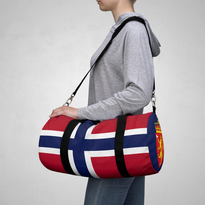 Norway Flag Duffel Bag: Travel Gym Bag With Norwegian Coat of Arms - Etsy