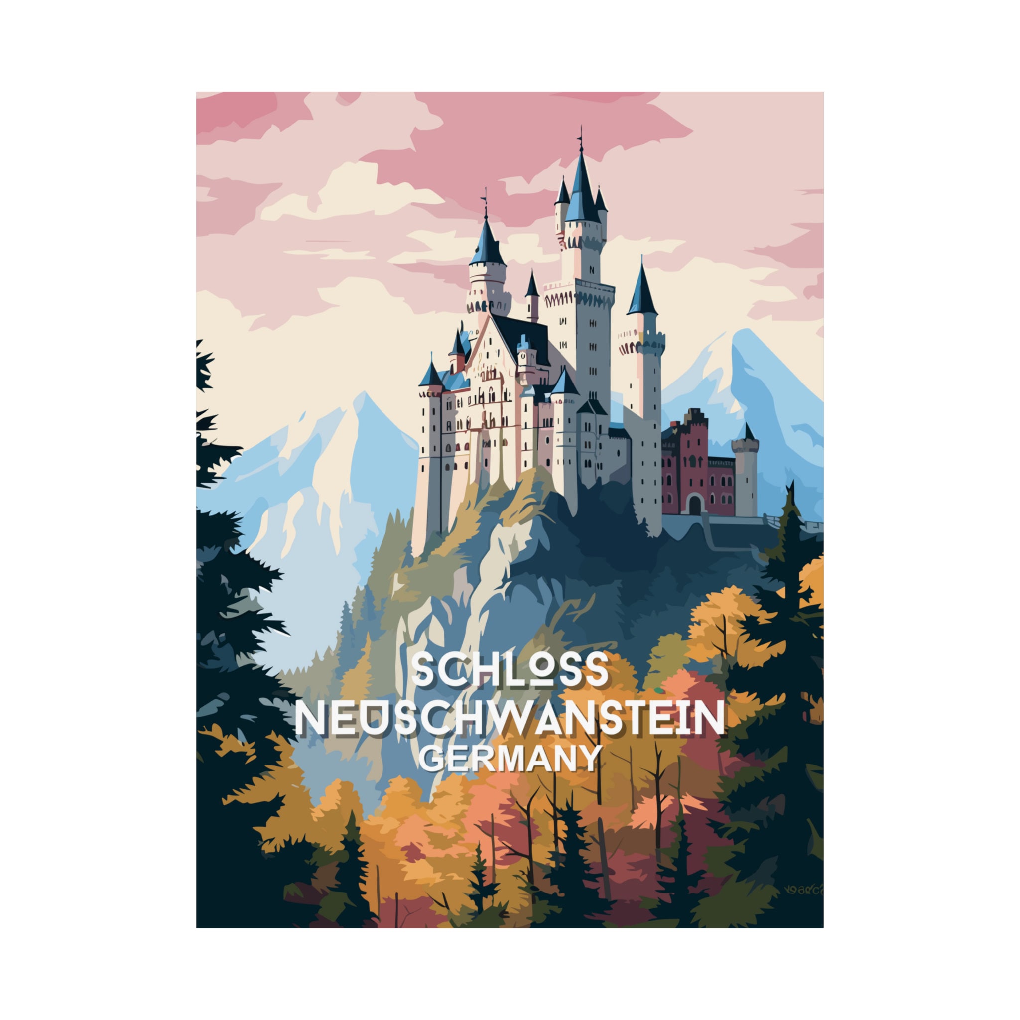 Schloss Neuschwanstein, Neuschwanstein Castle Germany, Travel Poster - Etsy
