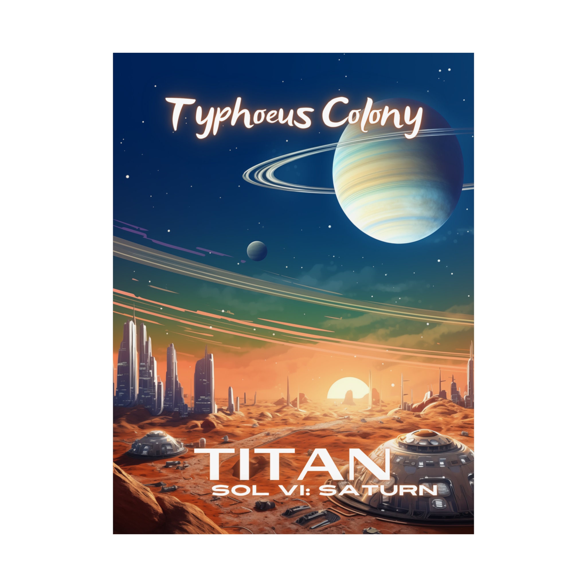 Titan Travel Poster, Typhoeus Colony, Saturn Moon, NASA, Space Colony ...