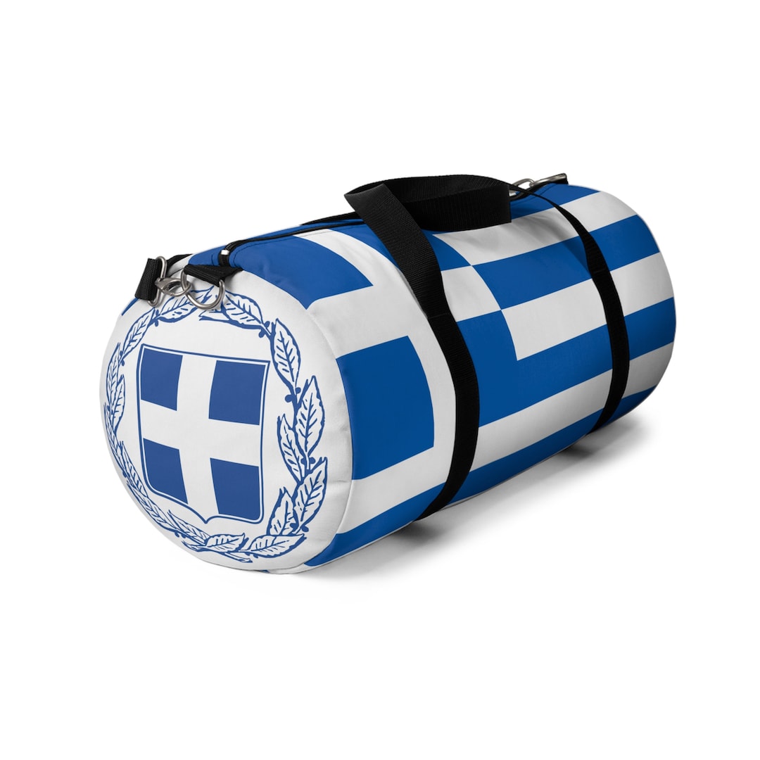 Greece Flag Duffel Bag With Coat of Arms - Etsy