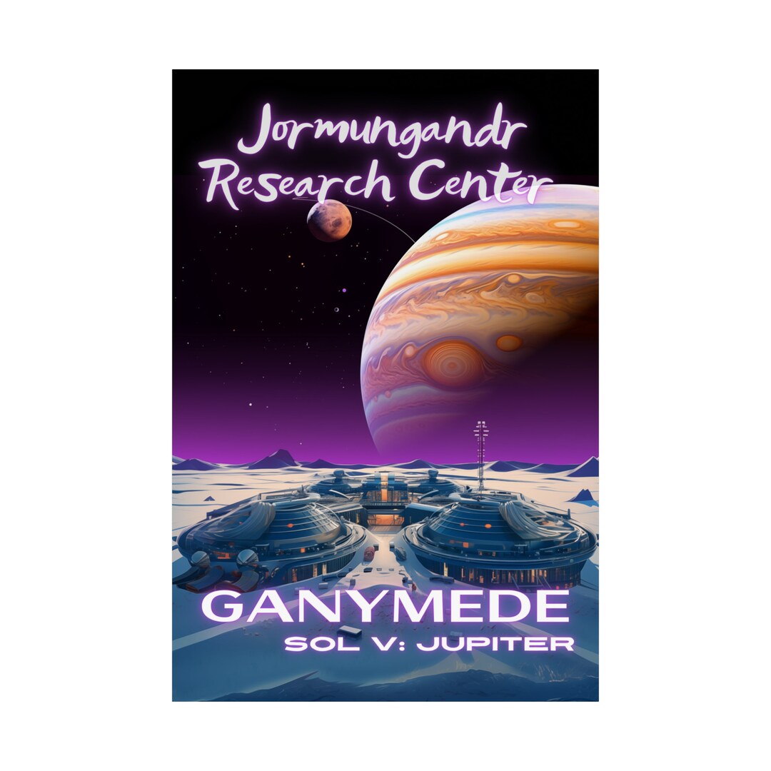 Ganymede Travel Poster, Jupiter, Research Station, Space Exploration ...