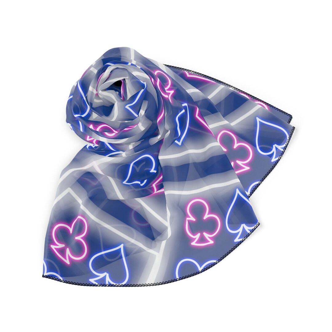 Neon Poker Suits Navy Scarf, WSOP World Series of Poker Gift for Her ...