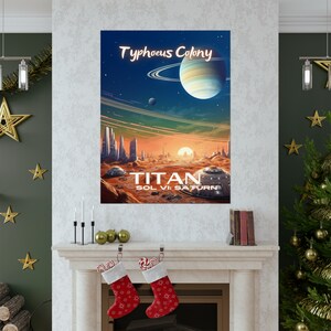 Titan Travel Poster, Typhoeus Colony, Saturn Moon, NASA, Space Colony ...