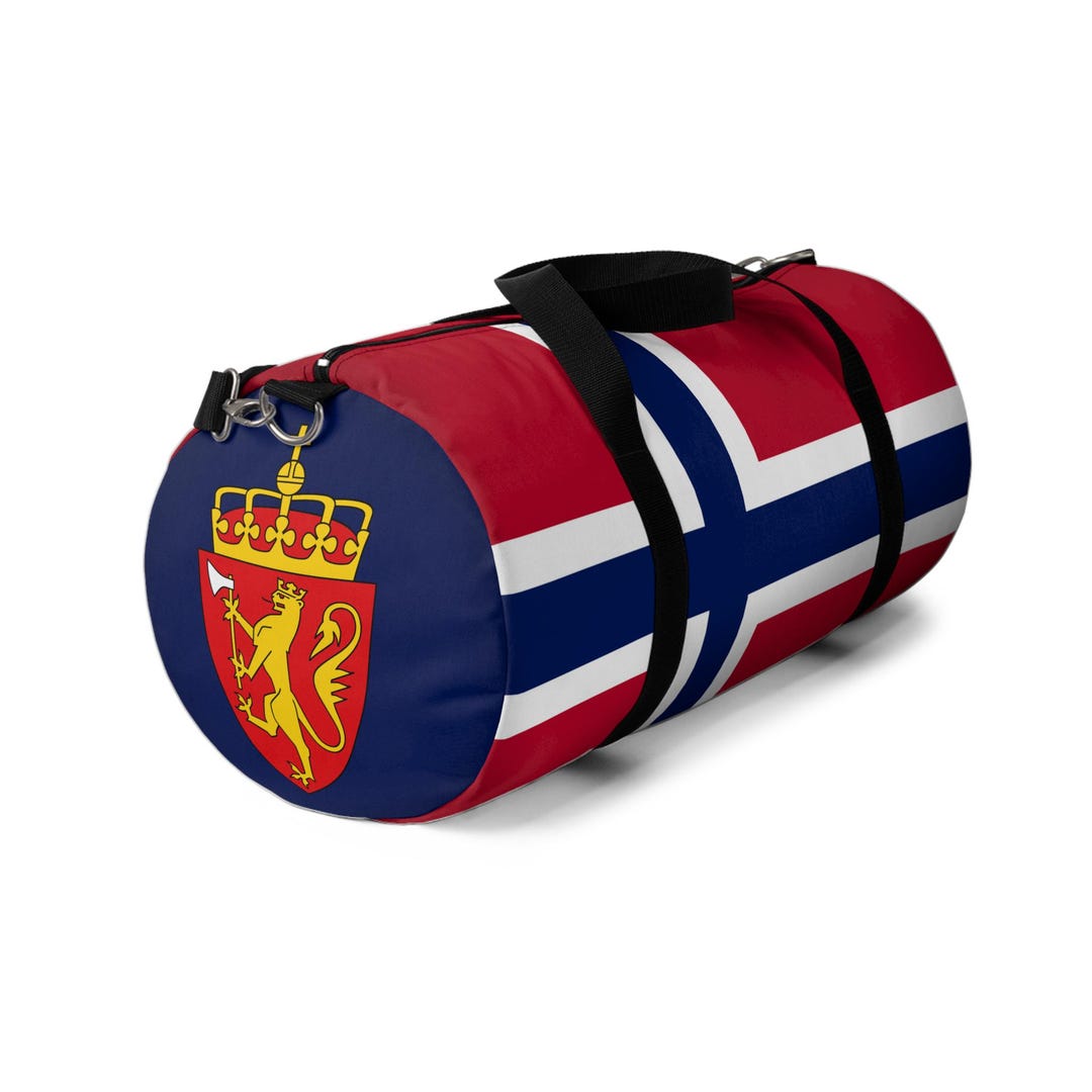 Norway Flag Duffel Bag: Travel Gym Bag With Norwegian Coat of Arms - Etsy