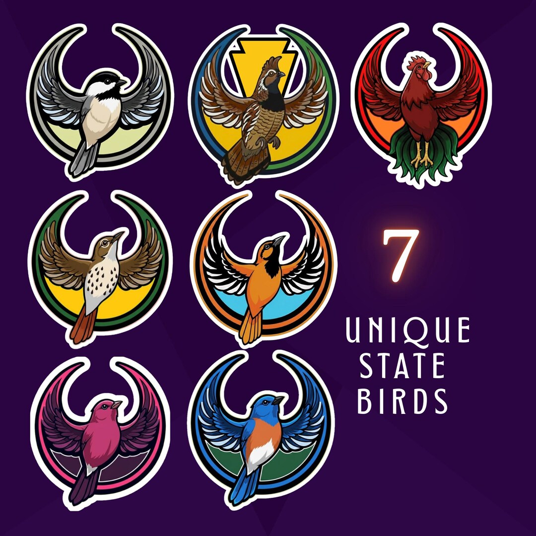 Northeast & Atlantic Heritage State Bird Emblem Sticker Set, Resilience ...