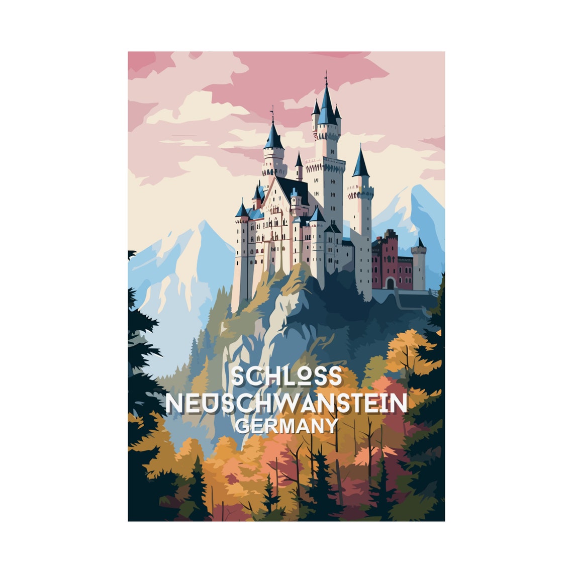 Schloss Neuschwanstein, Neuschwanstein Castle Germany, Travel Poster - Etsy