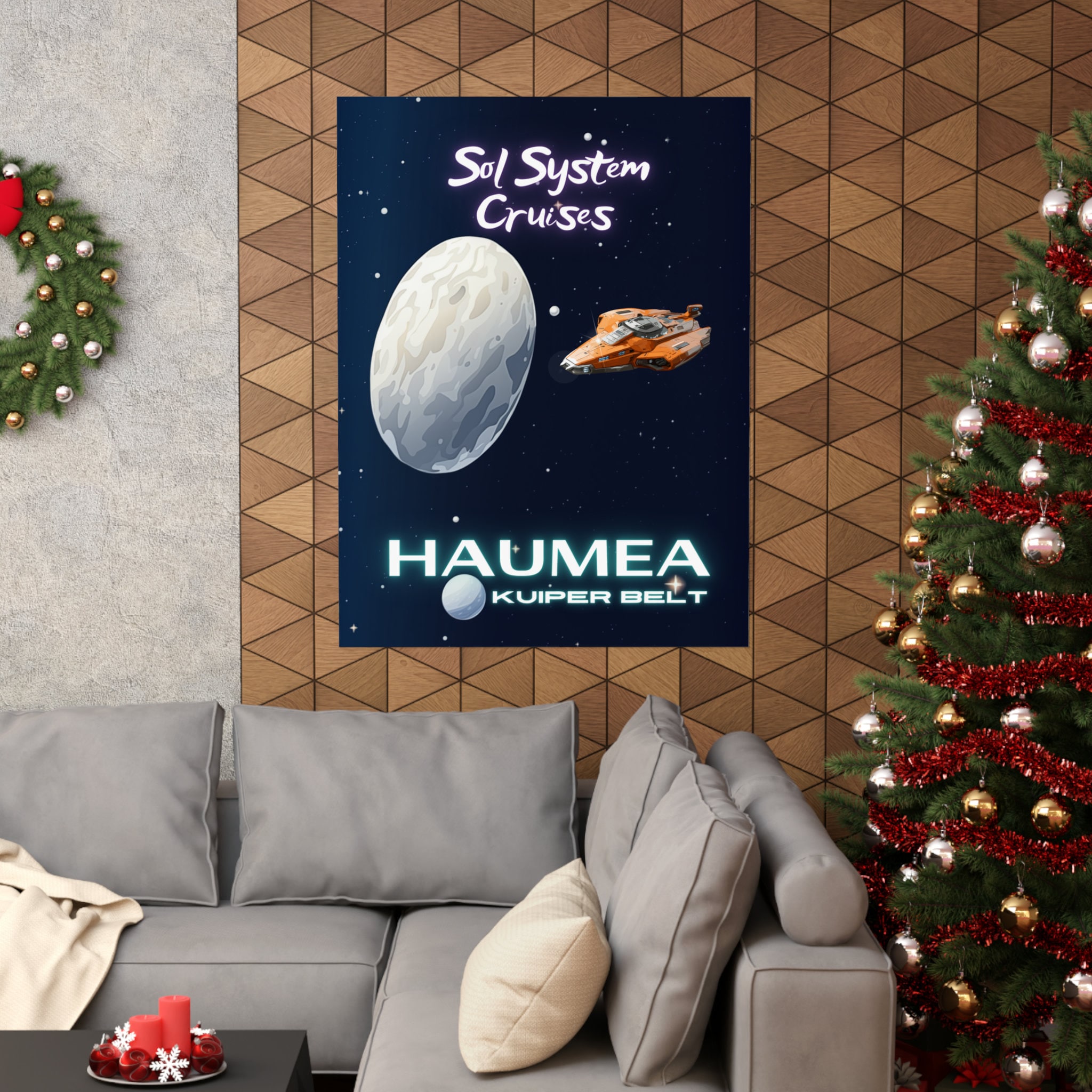 Haumea Travel Poster, Kuiper Belt, Dwarf Planet Science Fiction Solar System Space Exploration ...