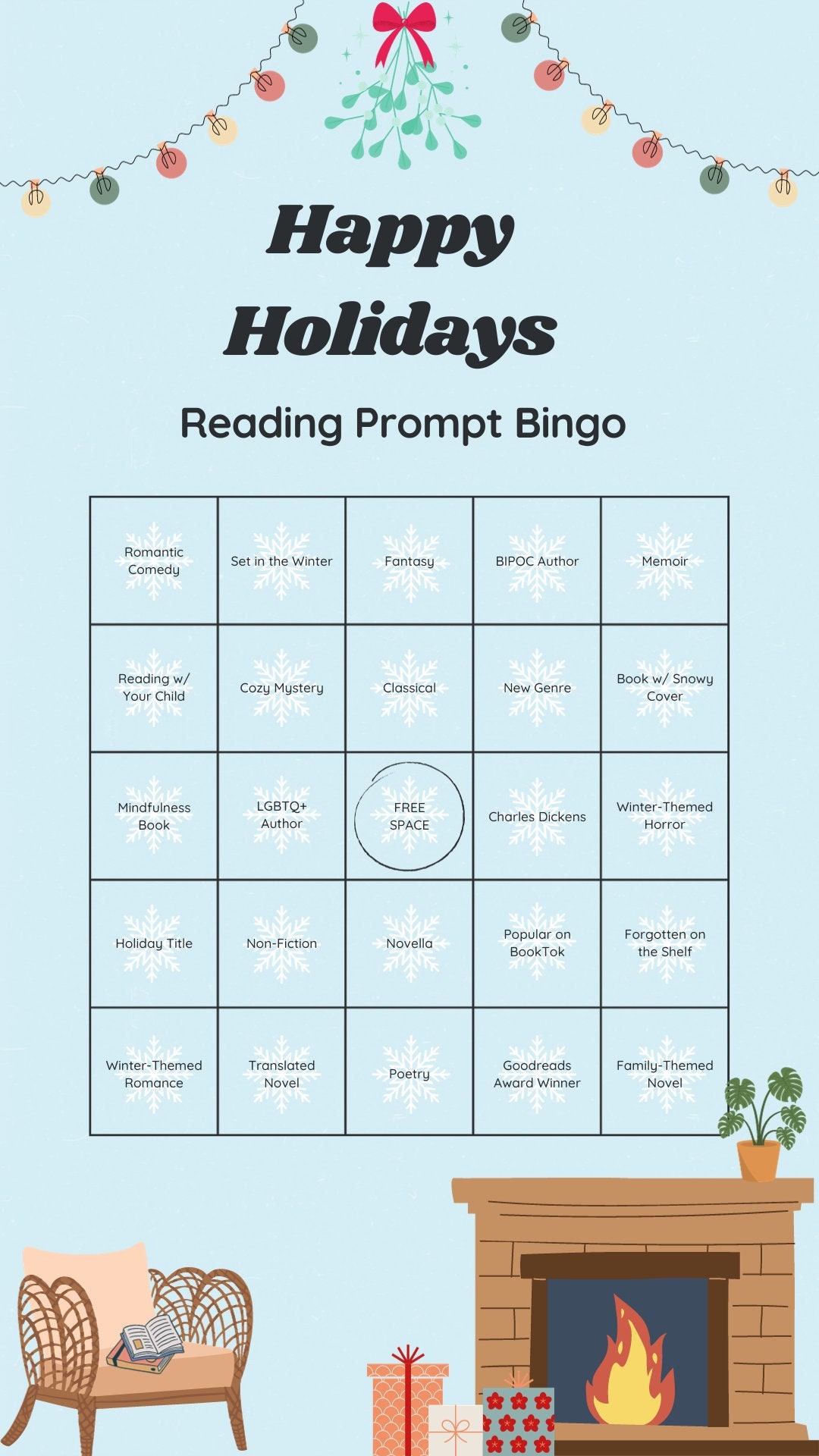 Happy Holidays Reading Prompt Bingo - Etsy Canada