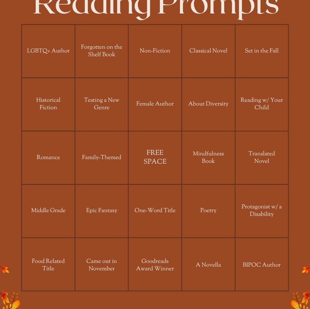 November Book Prompts, Fall Reading, Book Bingo, Instant Download ...