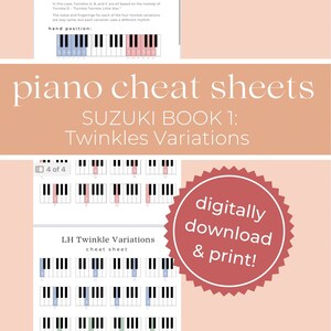 SUZUKI CHEAT SHEETS: Twinkles Variations | Suzuki Book 1 | Piano ...