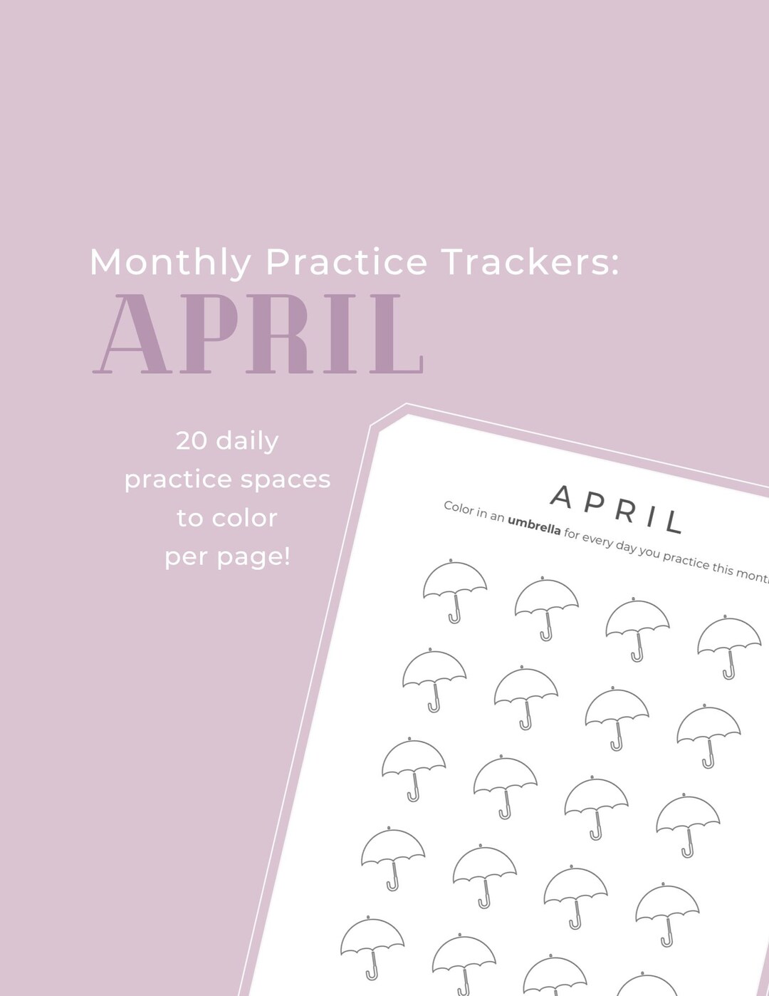 APRIL SHOWERS - Monthly Piano Practice Tracker | Pdf Digital Download ...