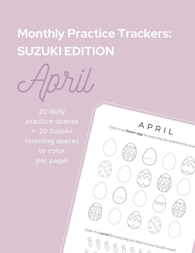 APRIL - Monthly Piano Practice Tracker (SUZUKI) | Pdf Digital Download ...
